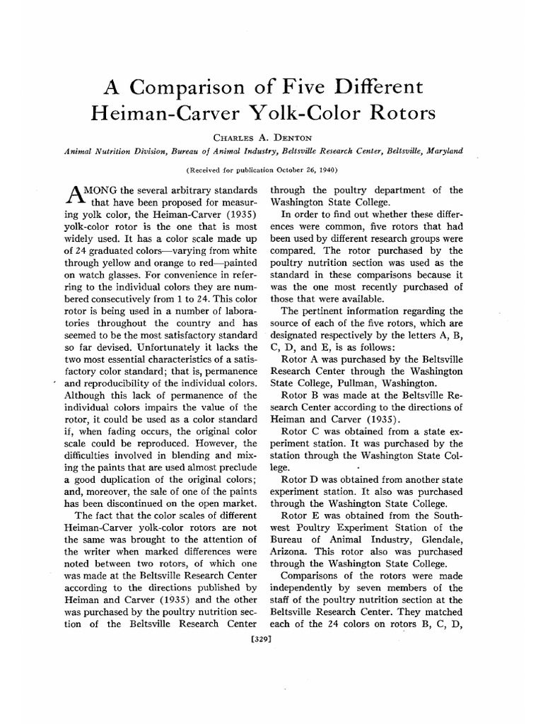 A Comparison of Five Different Heiman Carver Yolk Color R - 1941 ...