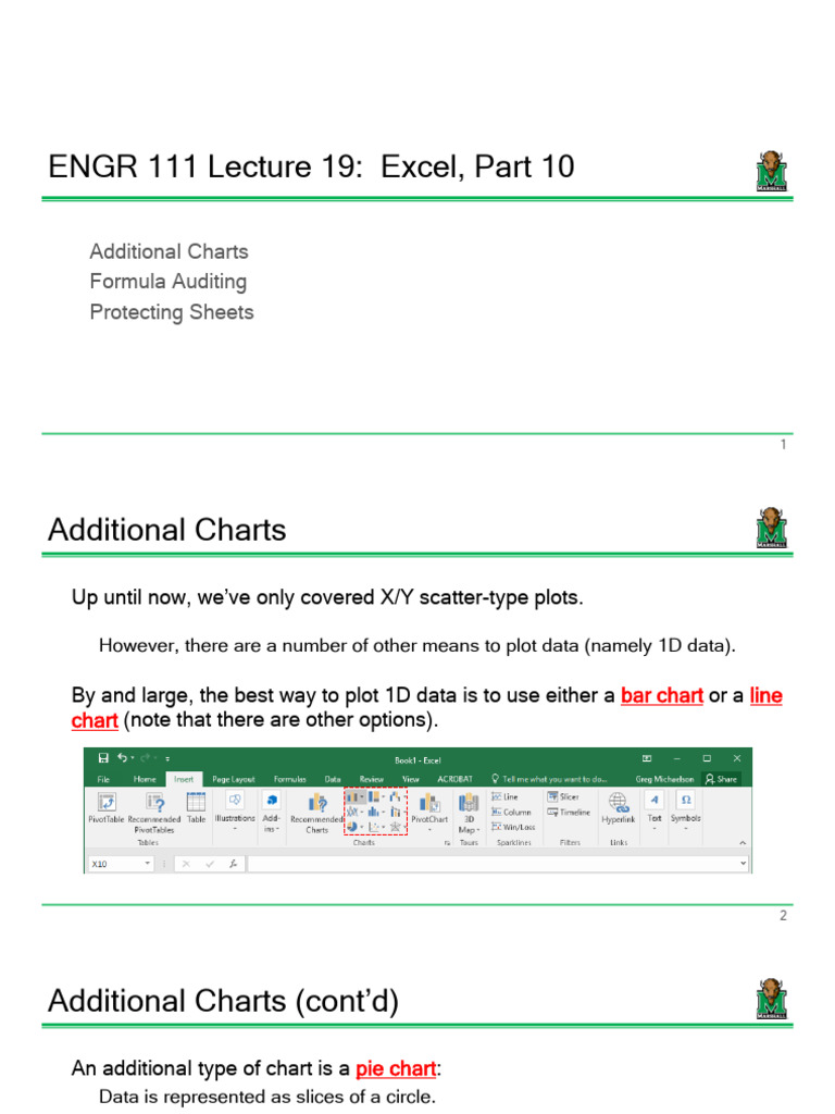 ENGR 111 Lecture 19 - Excel 10 | PDF | Microsoft Excel | Pie Chart