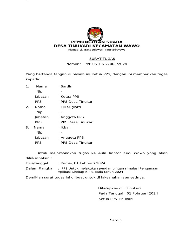 Surat Tugas Acc | PDF