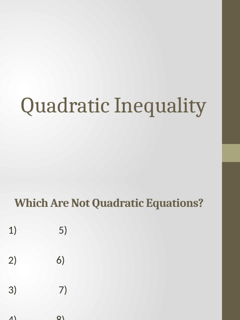 Quadratic Inequality | PDF