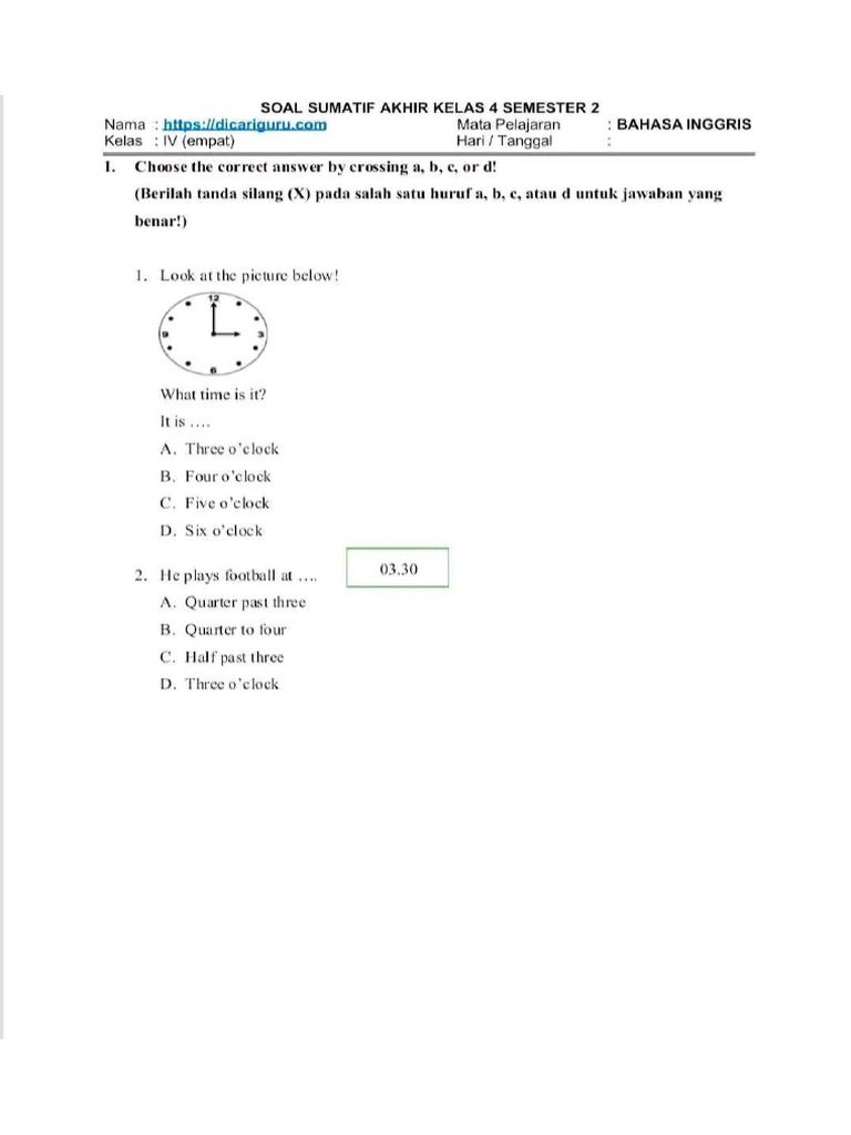 SAS Bahasa Inggris SEM 2 | PDF