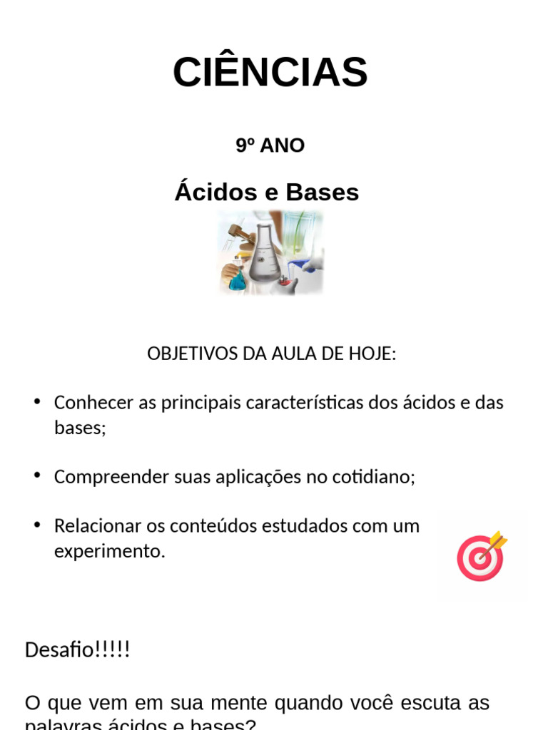 Trabalho Pde Acidos e Bases Slide | PDF | Ácido | Ciências Físicas