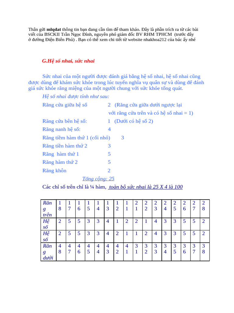 Hệ số nhai | PDF