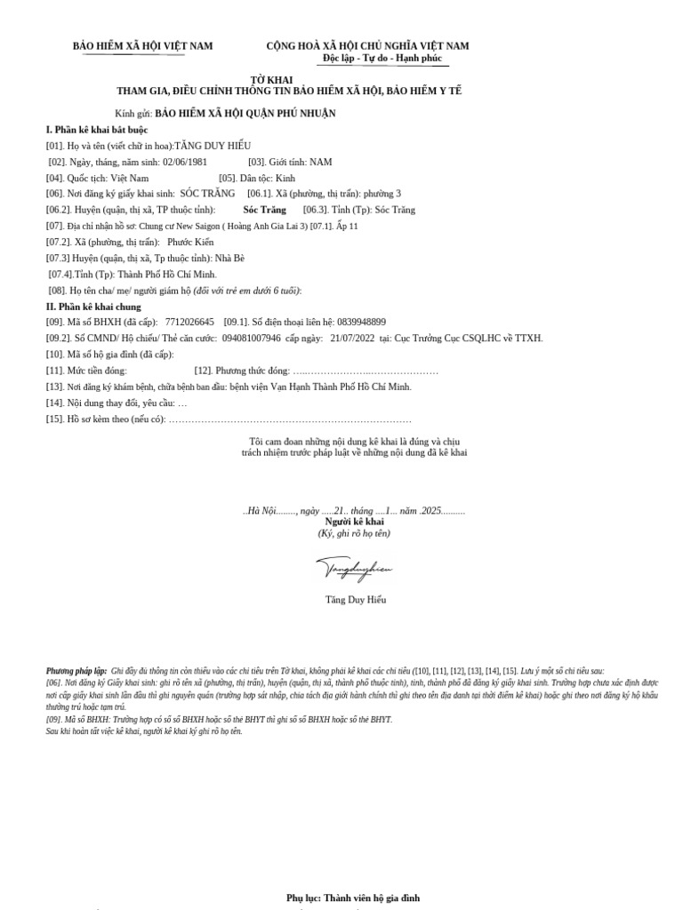 SI Registration - Tang Duy Hieu | PDF