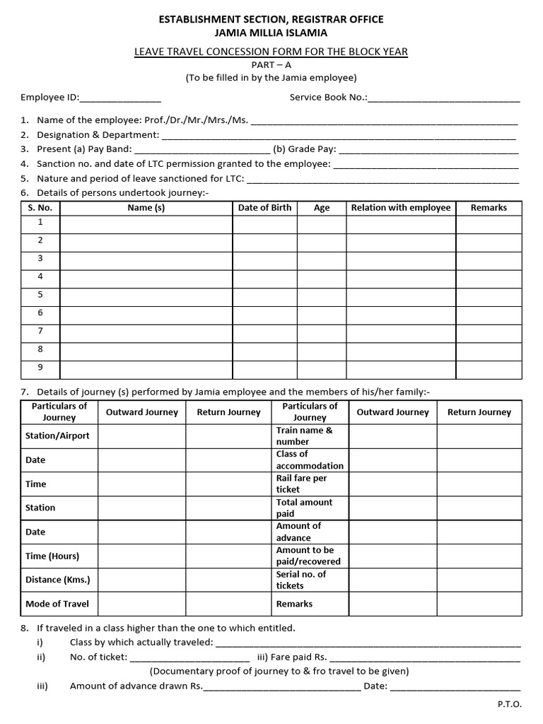 Proforma LTC Adjustment | PDF | Public Transport | Transport