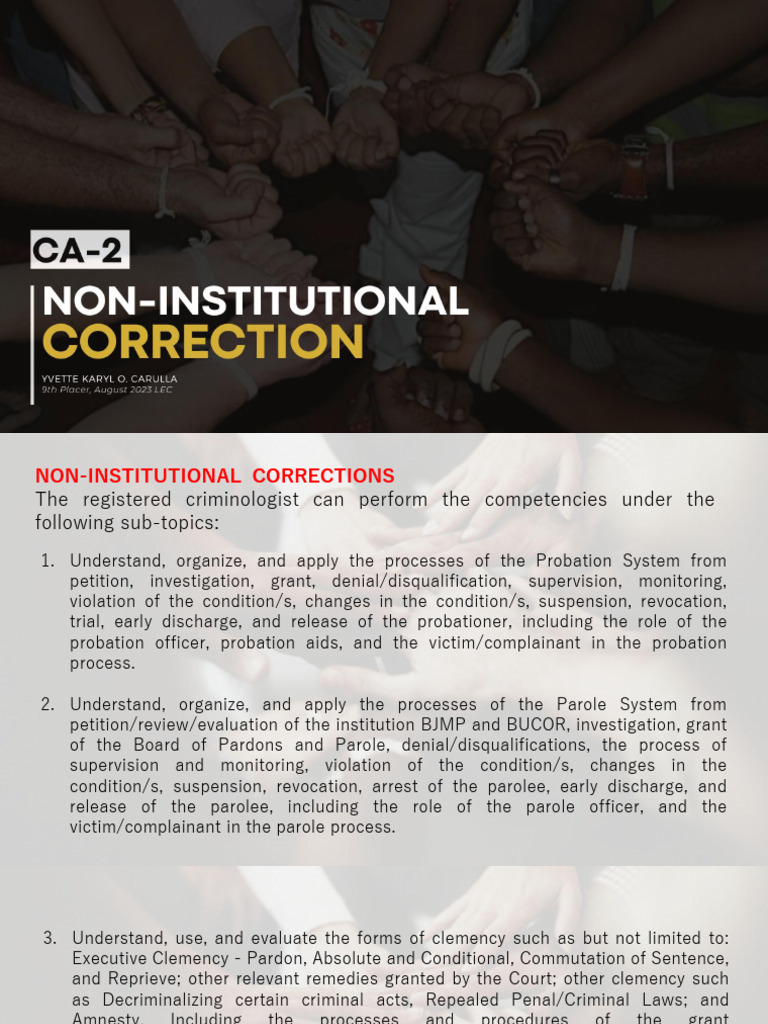 Ca2 - Non Institutional Corrections | PDF | Probation | Pardon