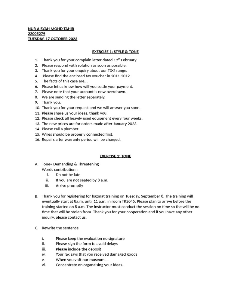 Style and Tone in Business Communication | PDF