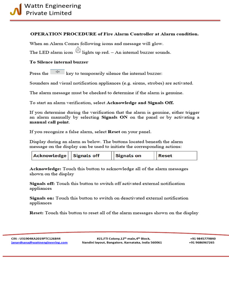 OPERATION PROCEDURE of FACP | PDF