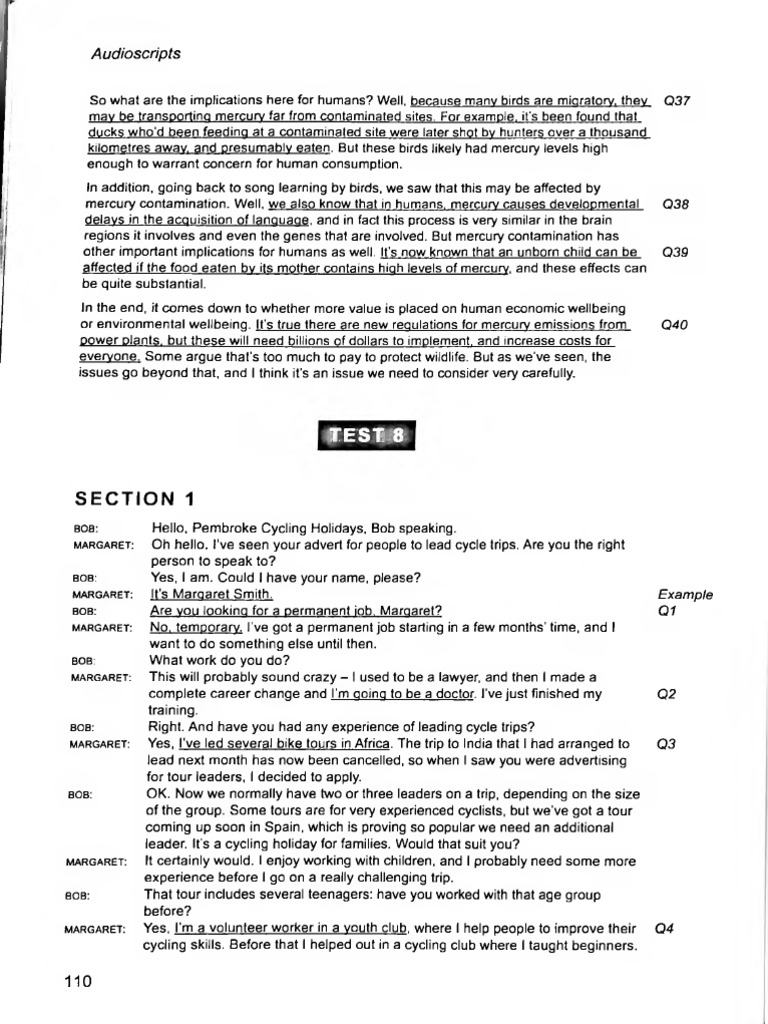 IELTS 12 T8 Listening Tapescript | PDF | Noise | Sound