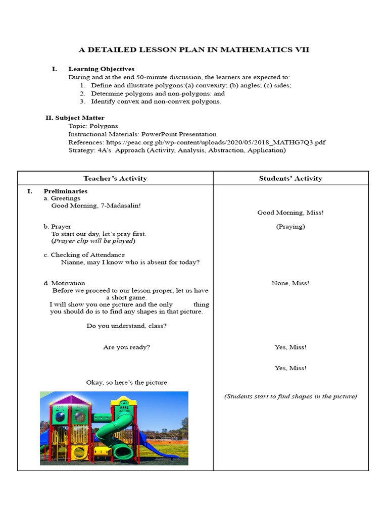 A Detailed Lesson Plan For Polygons-Math VII | PDF | Polygon | Shape