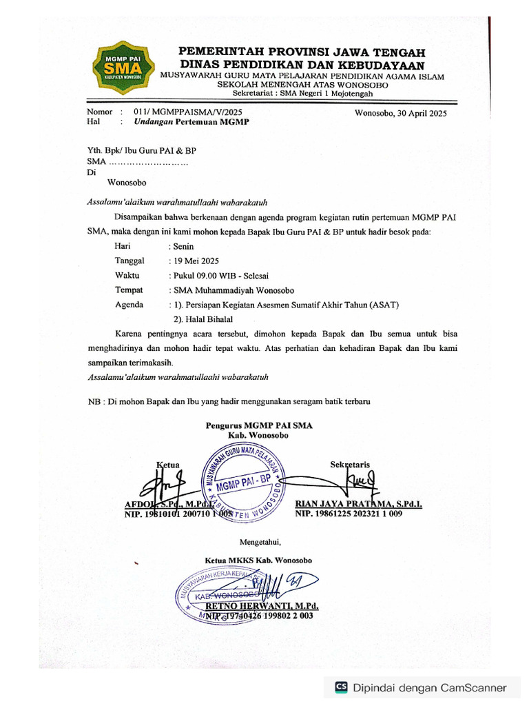 Undangan MGMP | PDF