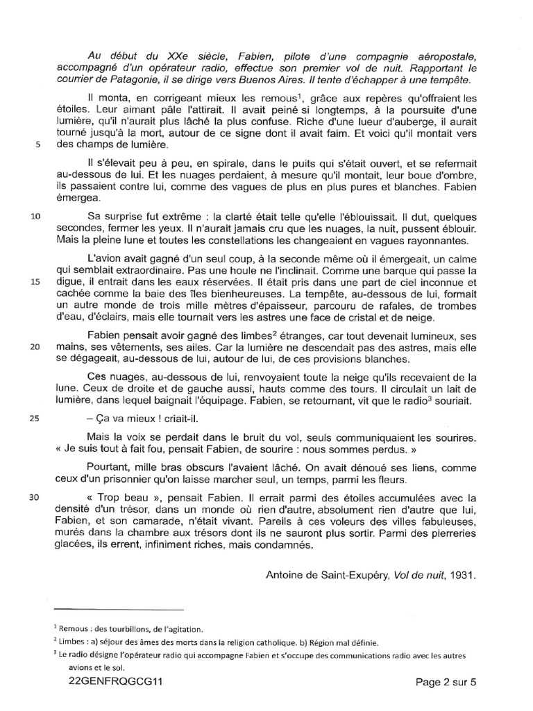 Sujet DNB 2022 Saint Ex | PDF