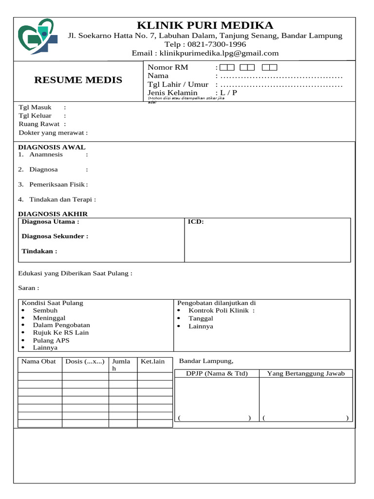 Form Resume Medis | PDF