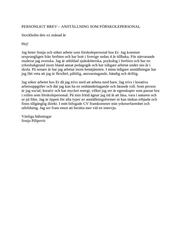 Personligt Brev 2 | PDF