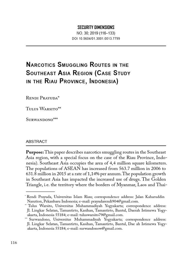 Narcotics Smuggling Routes in the Sea Region (Case Study Riau Province ...