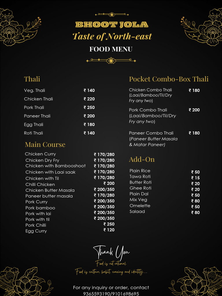 Black Gold Restaurant Menu | PDF