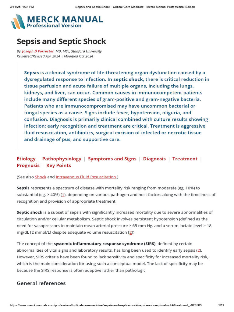 Understanding Sepsis and Septic Shock | PDF | Sepsis | Shock (Circulatory)