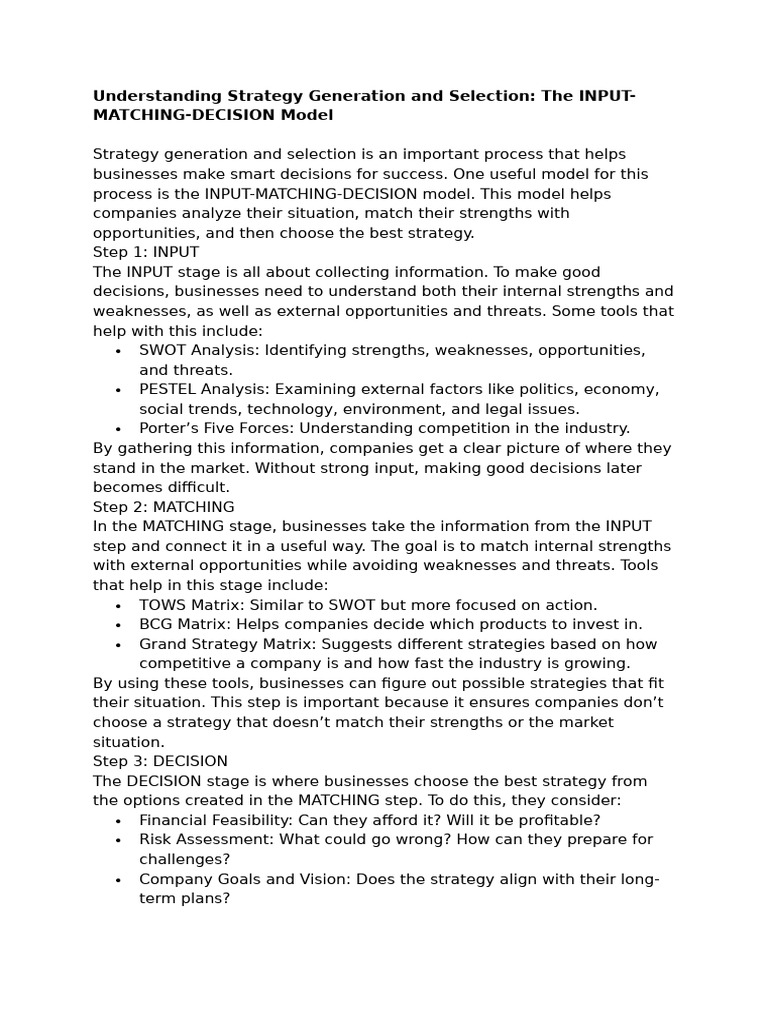 Understanding Strategy Generation and Selection | PDF | Swot Analysis | Business Economics