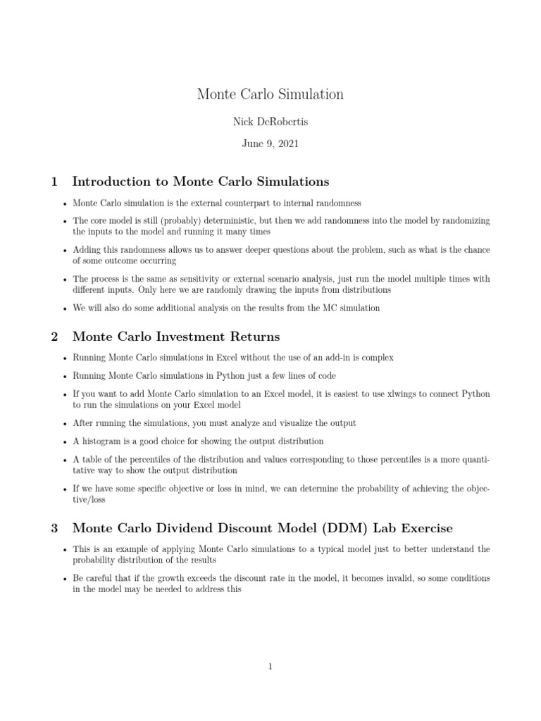 LN10 Monte Carlo Simulation | PDF | Monte Carlo Method | Simulation