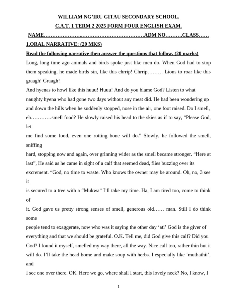 C.A.T. 1 Term 2 2025 f4 Eng | PDF