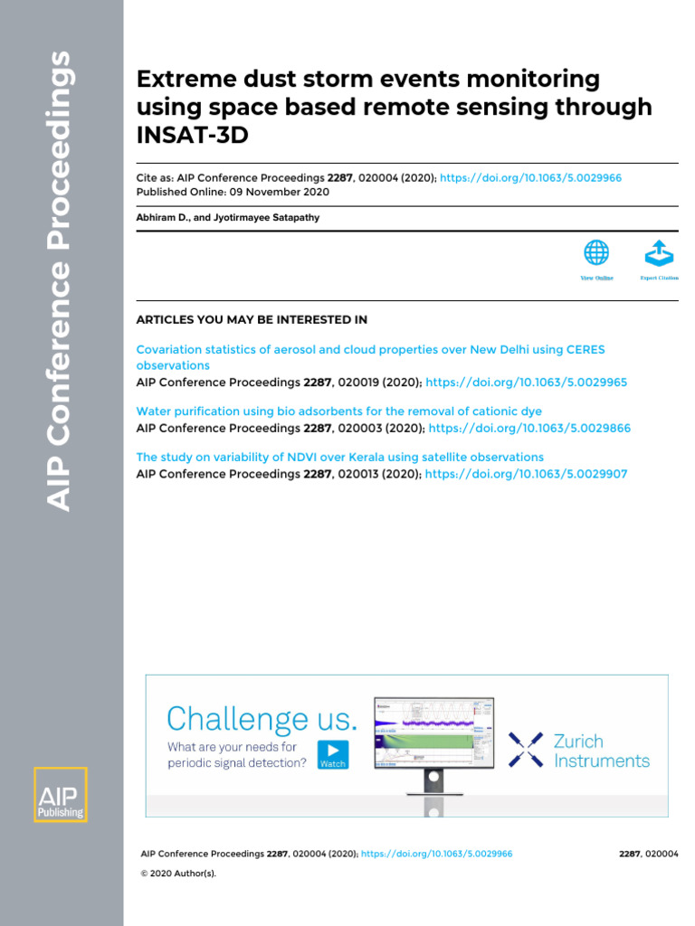 Monitoring Extreme Dust Storms via INSAT-3D | PDF | Wound | Atmosphere ...