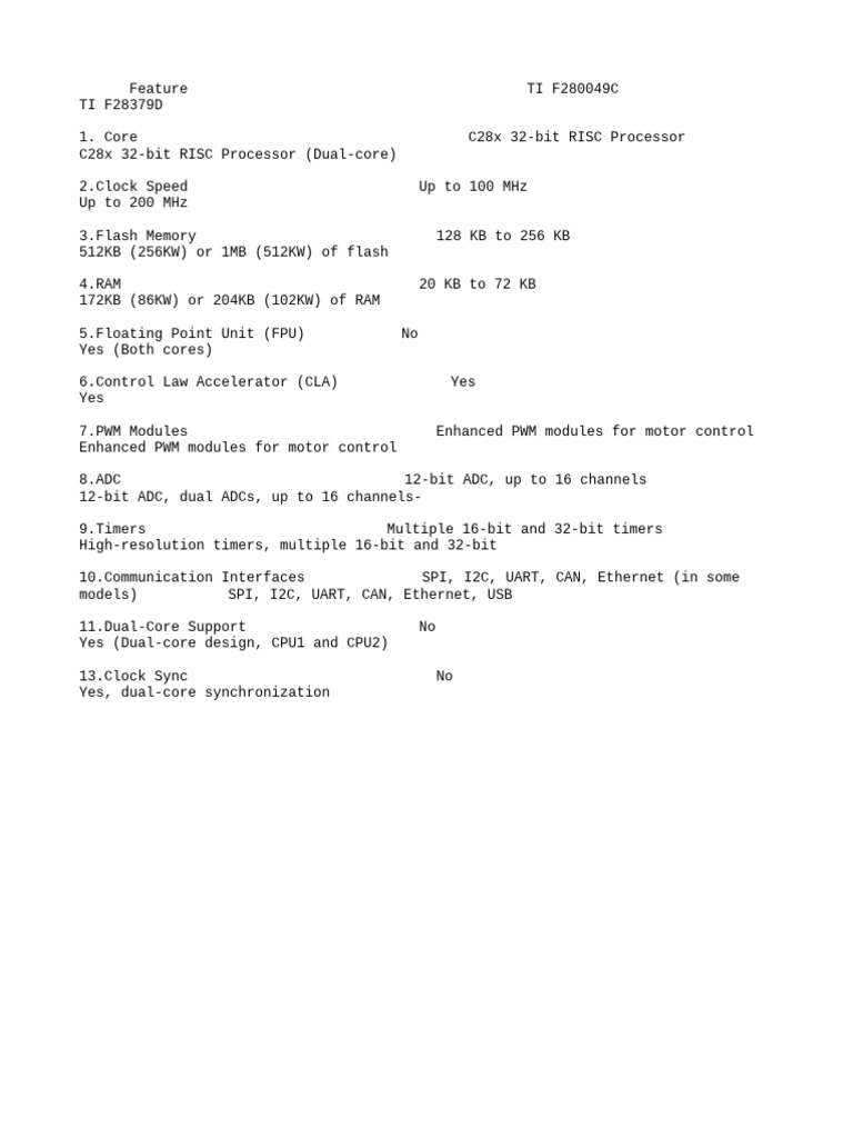 Difference of Ti f280049c and f28379d | PDF