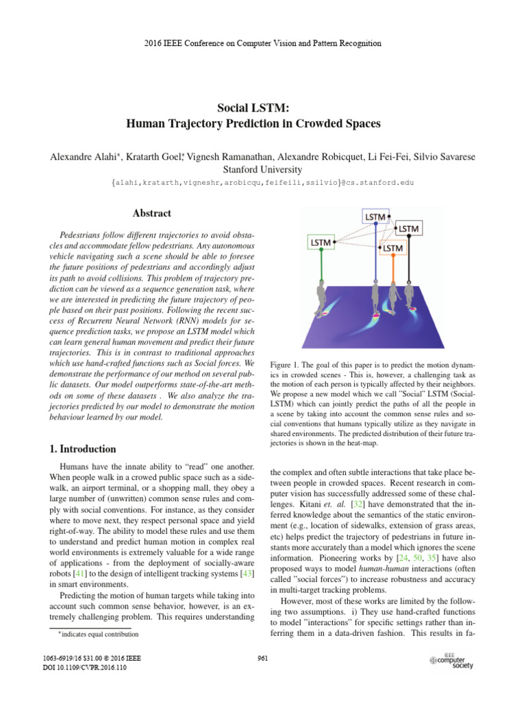 Social Lstm Human Trajectory Prediction In Crowded Spaces Pdf Applied Mathematics