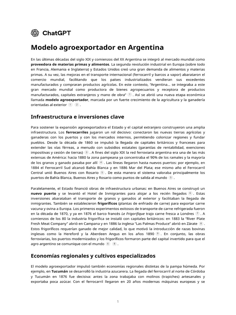 Modelo agroexportador en Argentina 3 | PDF | Argentina | Buenos Aires