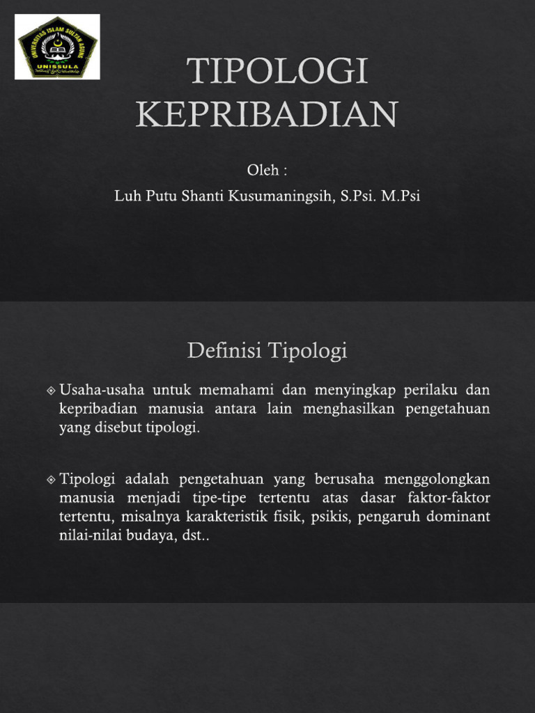 PERTEMUAN 3 - TIPOLOGI KEPRIBADIAN | PDF