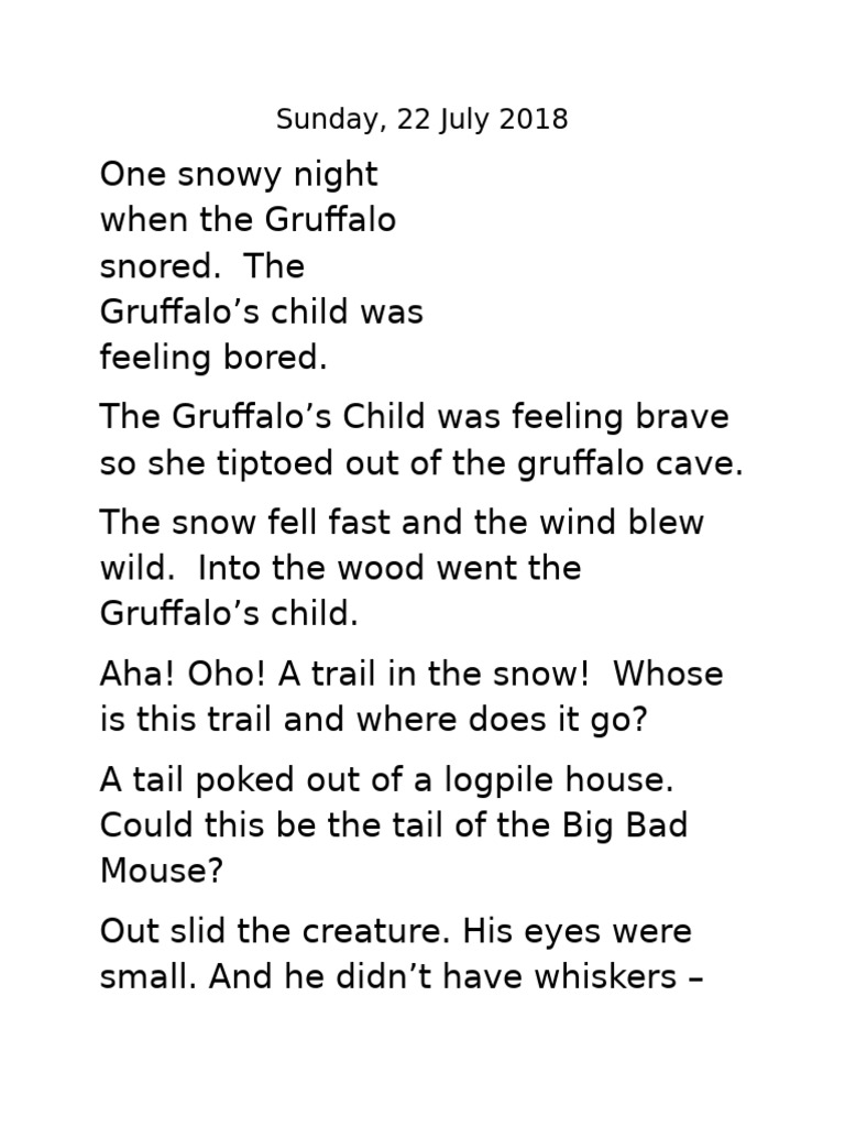 Gruffalo's child comprehension HA (Recovered) | PDF | Children's ...