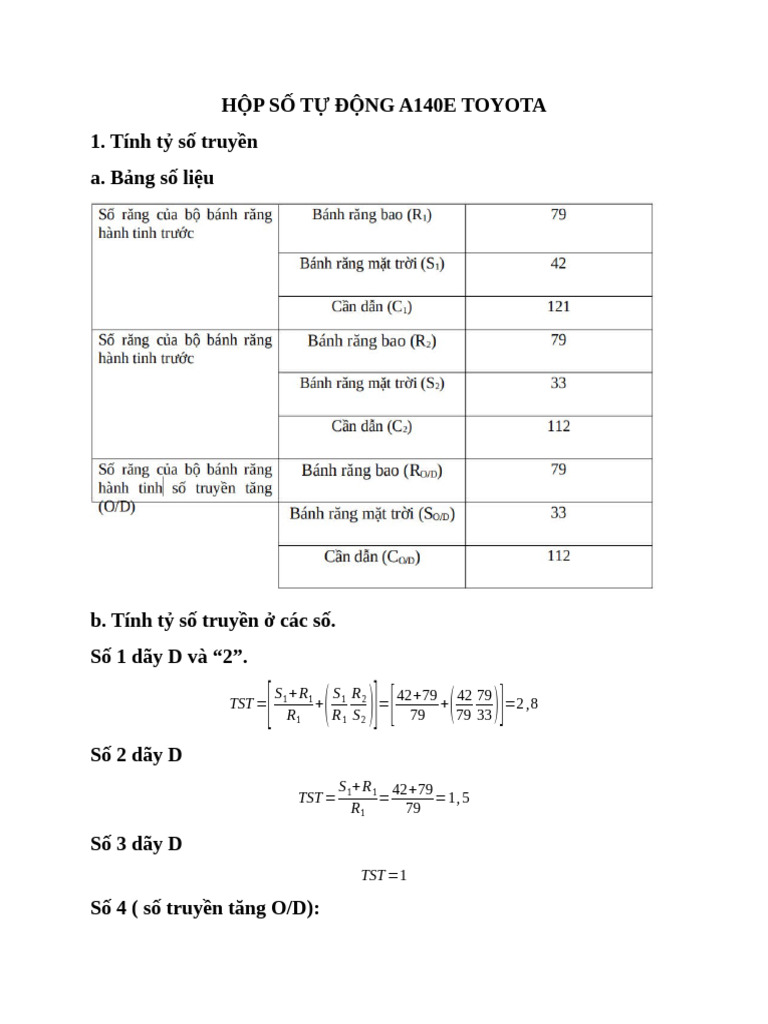 HỘP SỐ TỰ ĐỘNG A140E TOYOTA | PDF