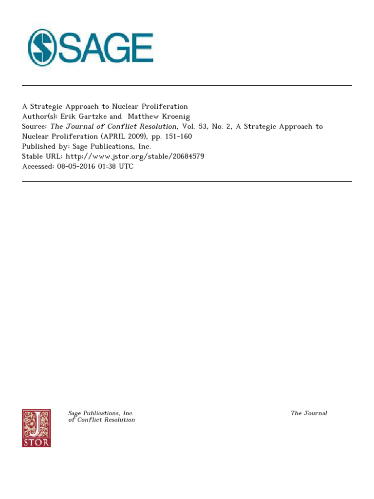 Sage Publications, Inc. The Journal of Conflict Resolution | PDF ...