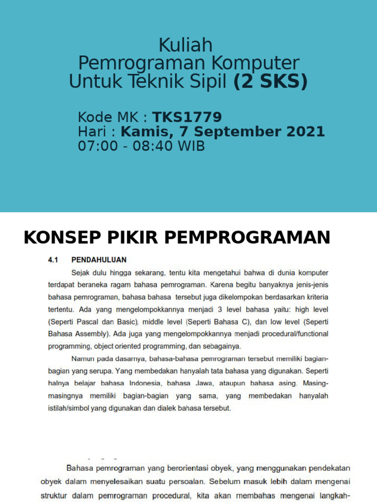Kuliah 3 Konsep Pikir Pemprograman | PDF