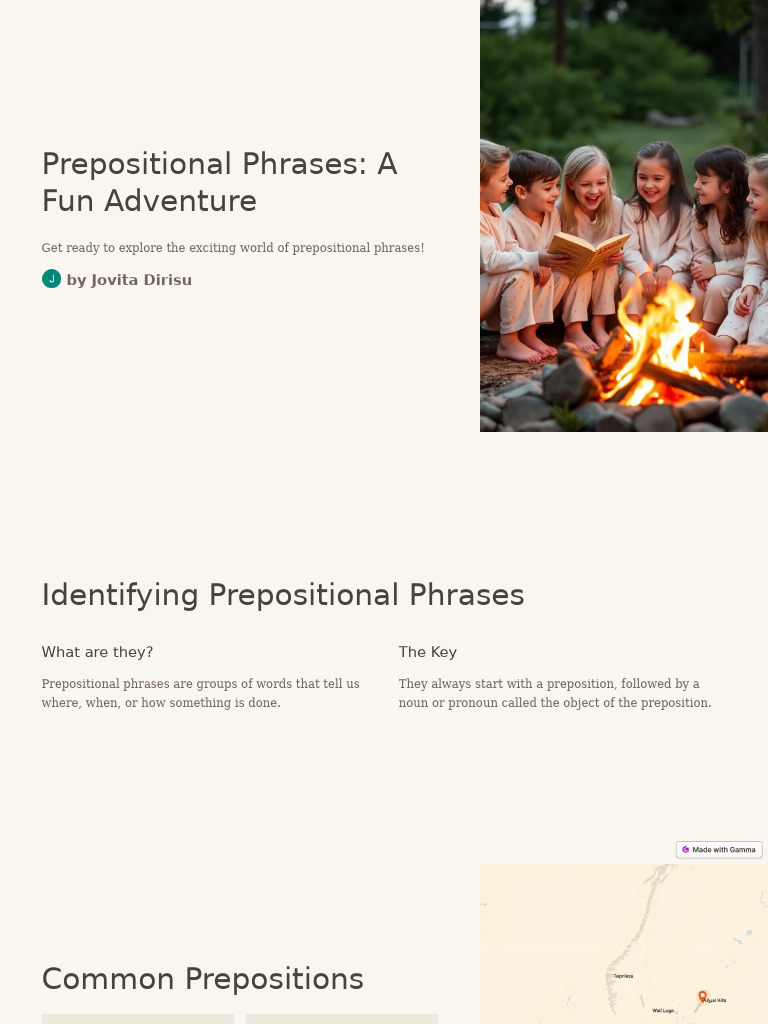 Prepositional Phrases A Fun Adventure | PDF