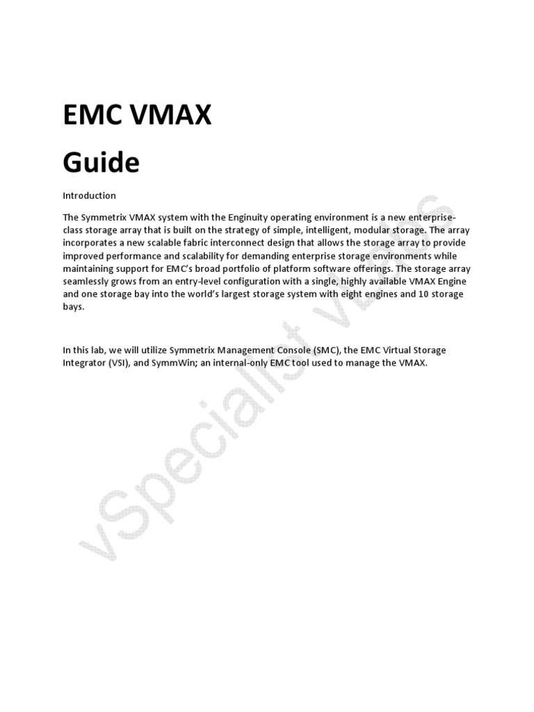 EMC VMAX Setup and Management Guide | PDF