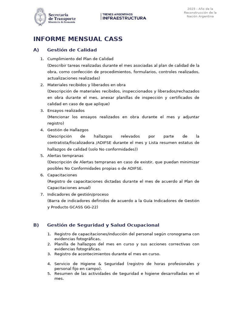 Titulos Estructura Informe Mensual - V1 | PDF | Sistema de manejo de ...