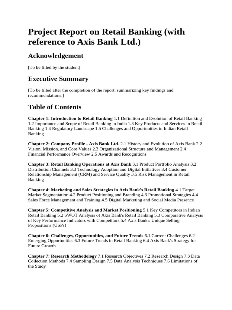 Project Report On Retail Banking | PDF | Banks | Reserve Bank Of India