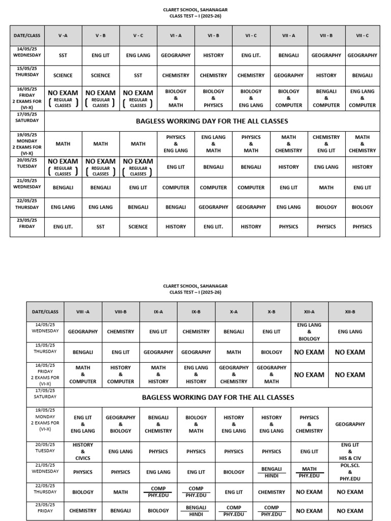 Class Test I Format | PDF | Science