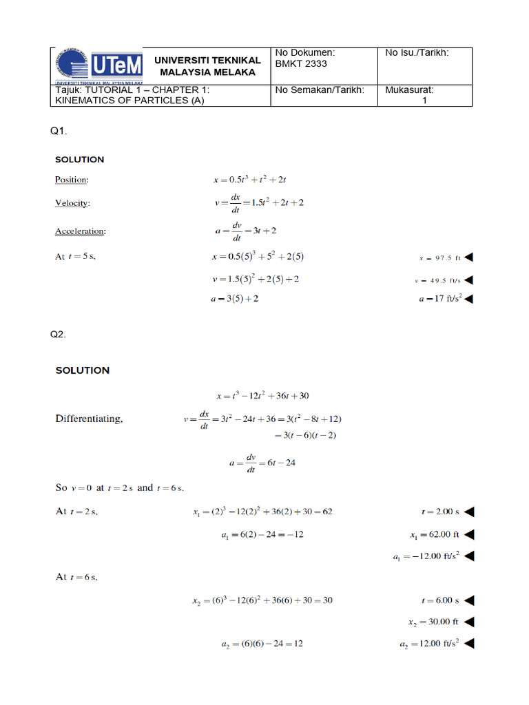 Tutorial 1 - Answer - New | PDF