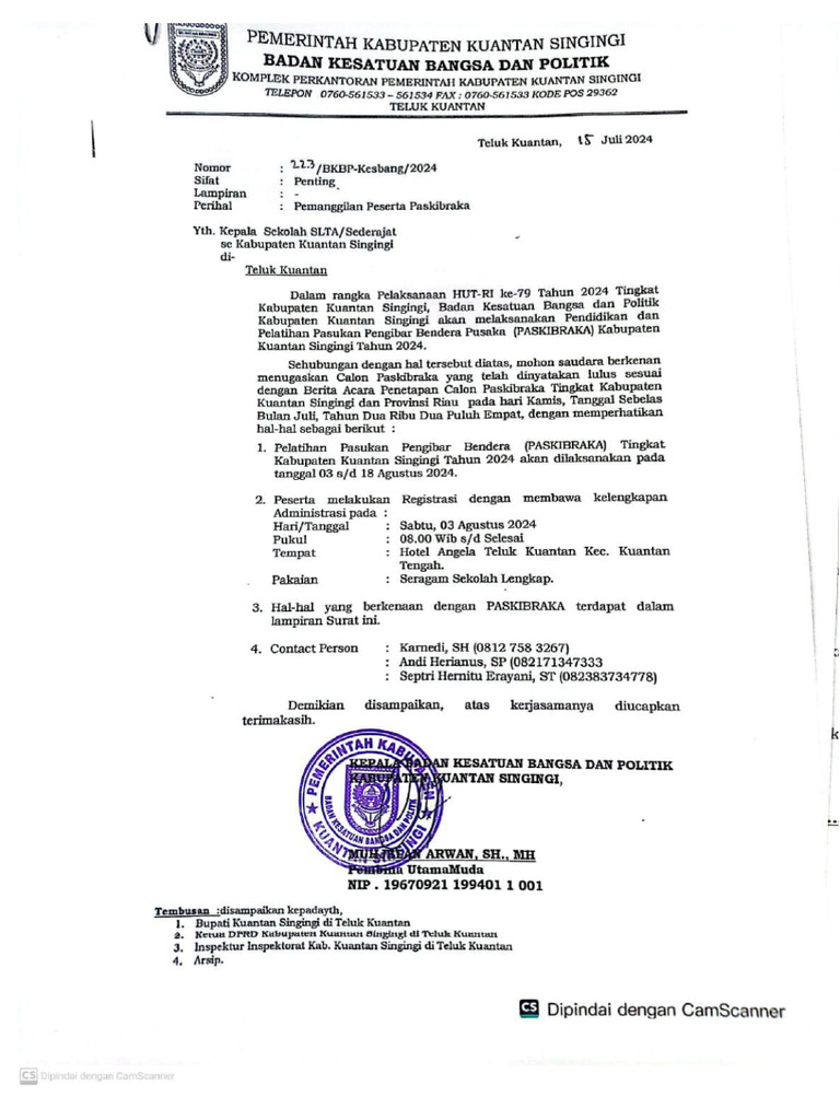 4 Surat Pemanggilan Peserta Paskibraka 2023 | PDF