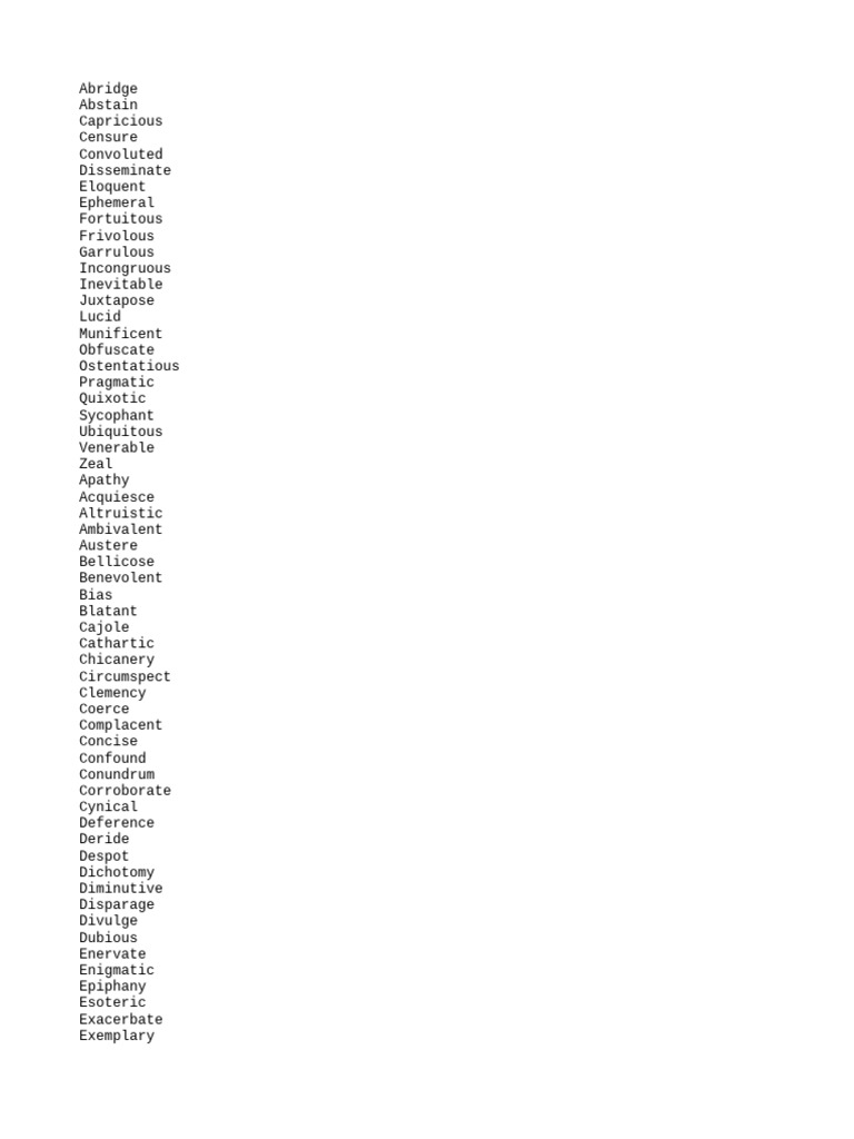 SAT Vocabulary List | PDF