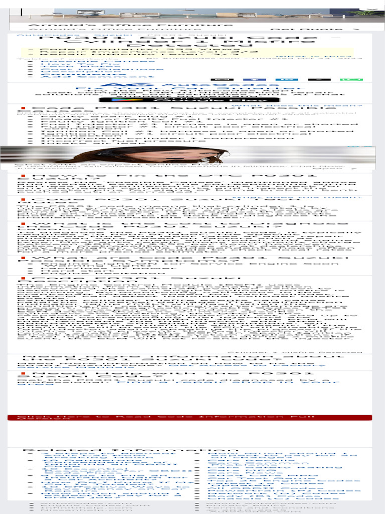 Code P0301 Suzuki Cylinder 1 Misfire Detected | PDF | Medical Diagnosis ...