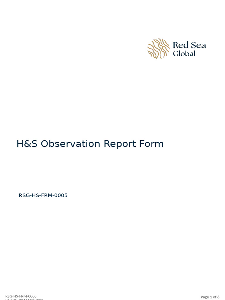 RSG-HS-FRM-0005_H&S Observation Report Form_01 (1) | PDF