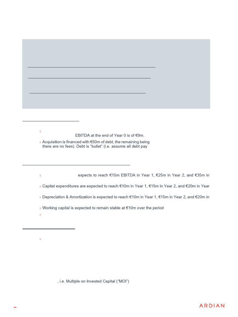 Paper LBO Model Exercise Guide | PDF | Free Cash Flow | Debt