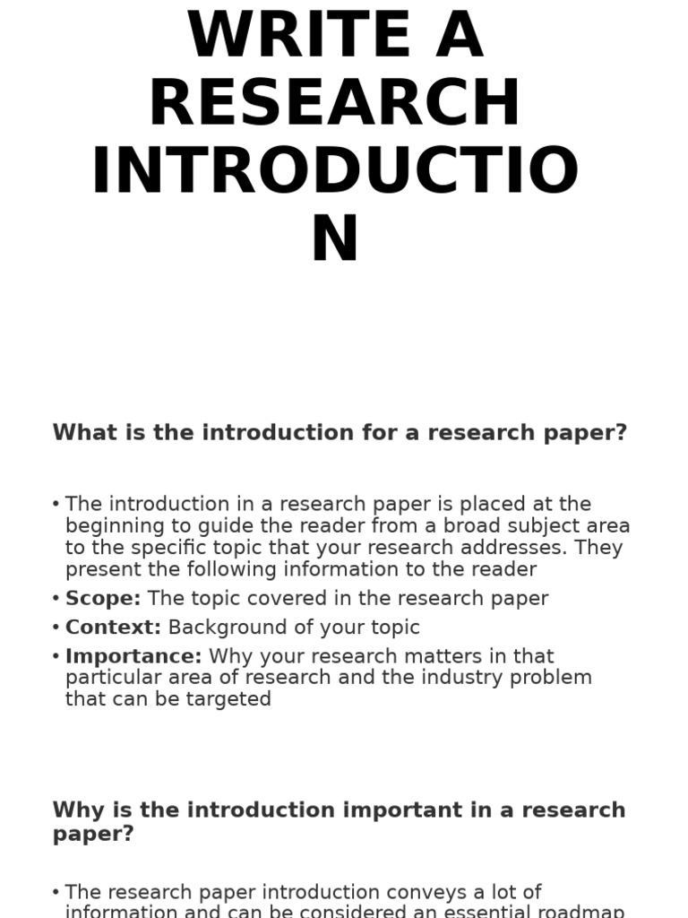 How To Write A Research Introduction | PDF | Substance Abuse | Substance Use Disorder