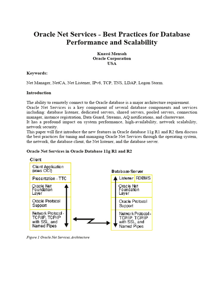 Oracle Net Services - Best Practices for Database Performance and Scalability | PDF | Load ...