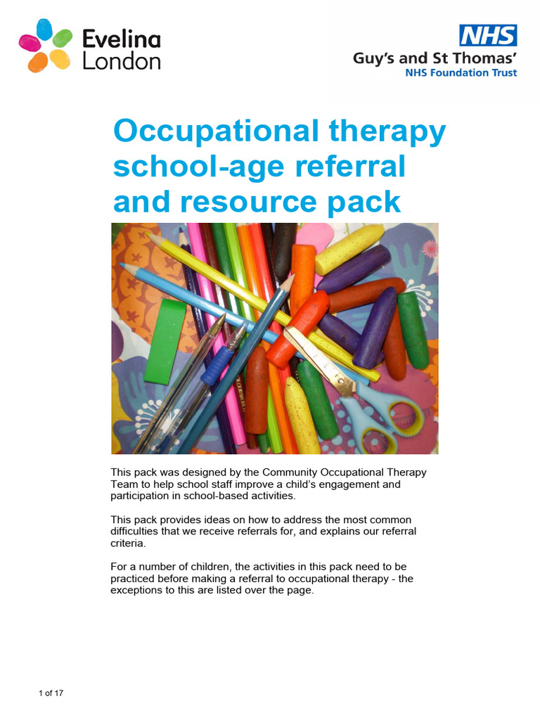 School-Age Occupational Therapy Guide | PDF | Occupational Therapy | Chair