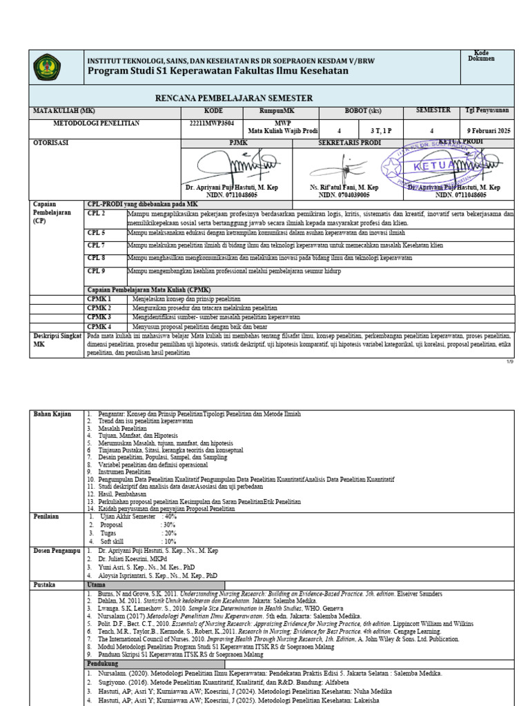 Prodi S1 Kep - Sem Genap - Mhs RPL - METPEN - 2425 | PDF