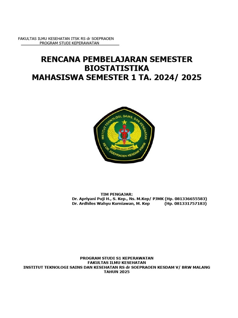RPS Sem Genap - Mhs RPL - Biostatistik TA. 2024 - 2025 | PDF