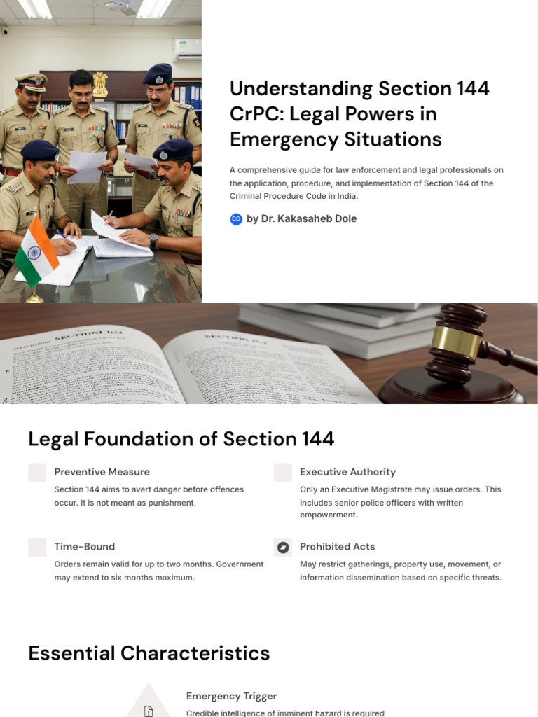 Understanding Section 144 CrPC Legal Powers in Emergency Situations | PDF | Police | Supreme ...